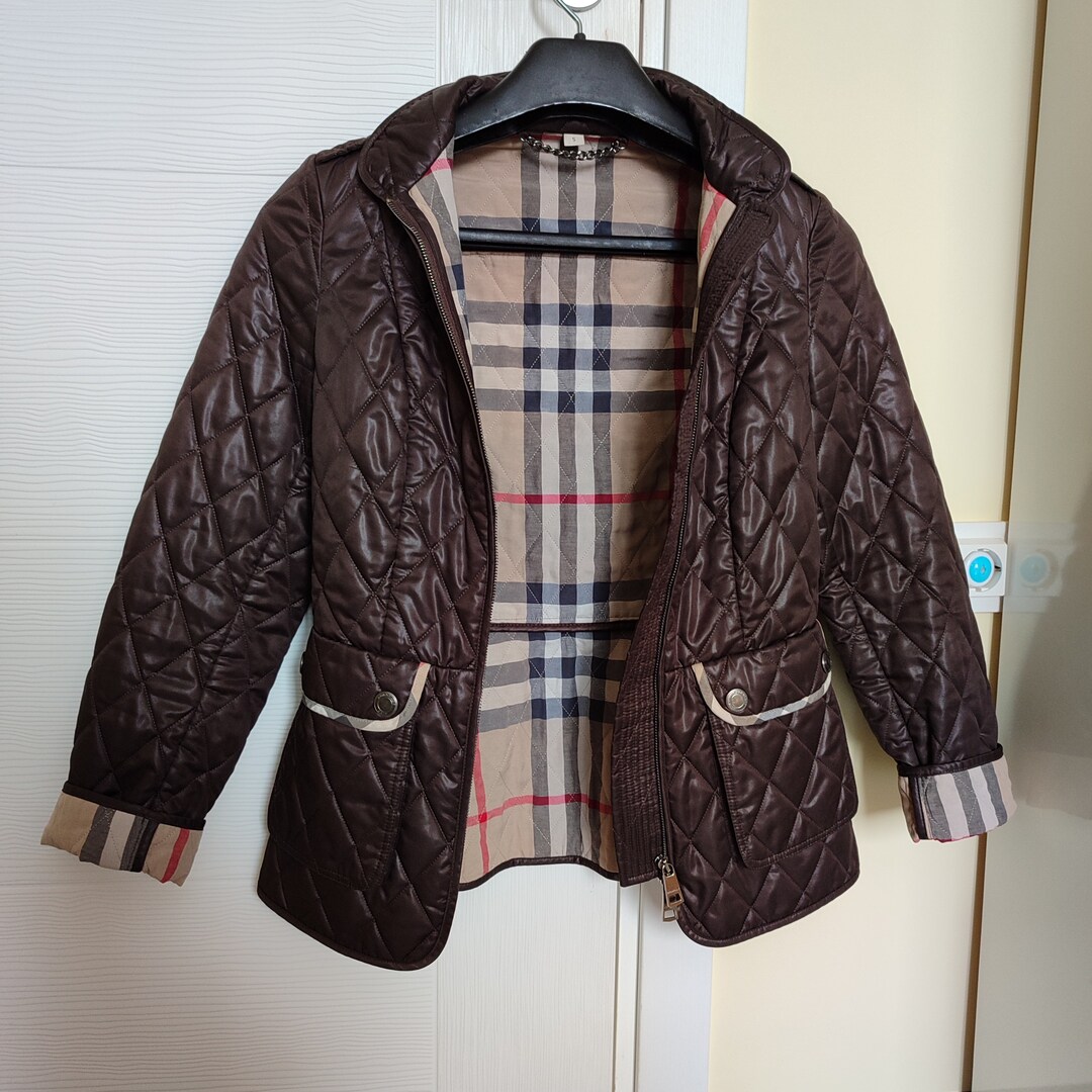 S/XS Burberry Brit Women Jacket Coat Nova Check Plaid Trench - Etsy
