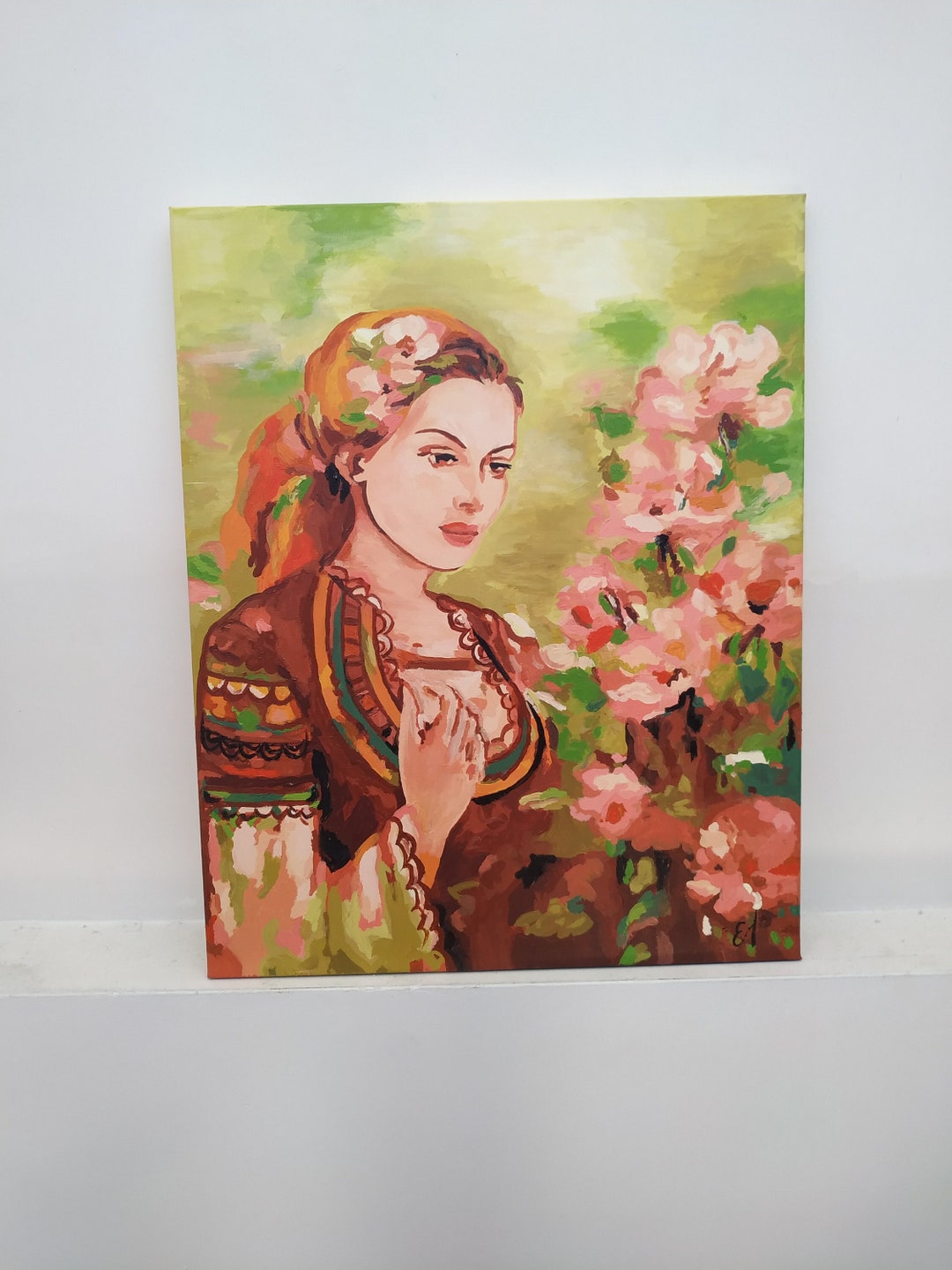 Bulgarian Woman Portrait Painting: Acrylic on Canvas (40x50 Cm) - Etsy