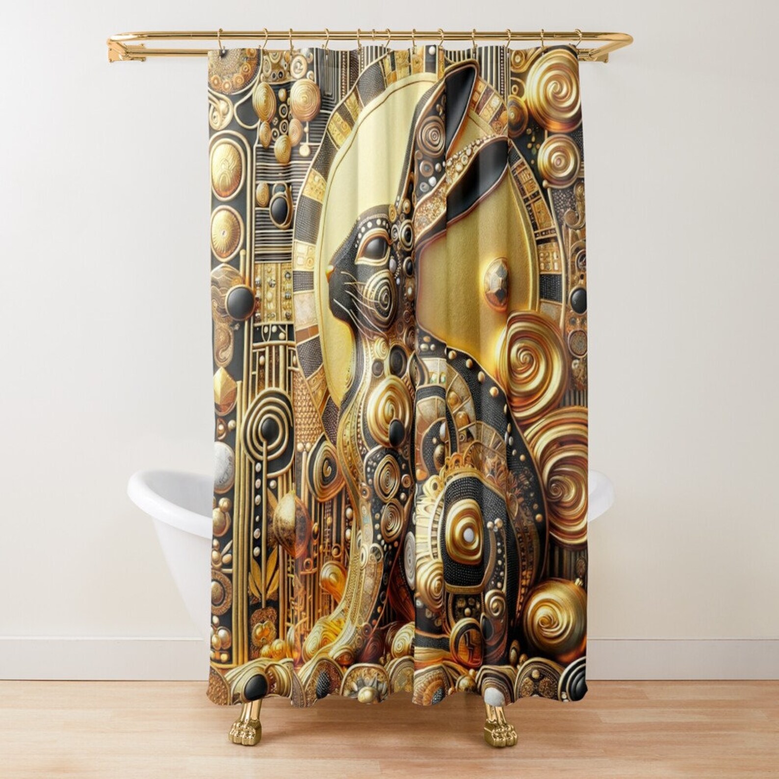 Steampunk Mechanical Rabbit Shower Curtain Abstract Clockwork Hare ...