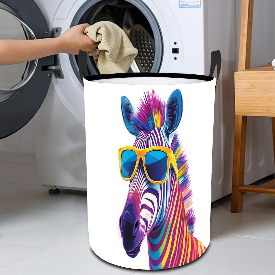 Colorful Zebra Laundry Basket – Funny Zebra Print Hamper With ...