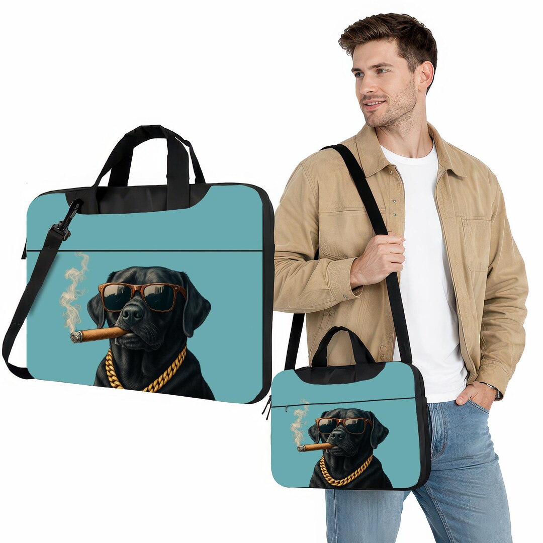 Dog Laptop Bag - Funny Labrador Retriever Briefcase - Shoulder ...