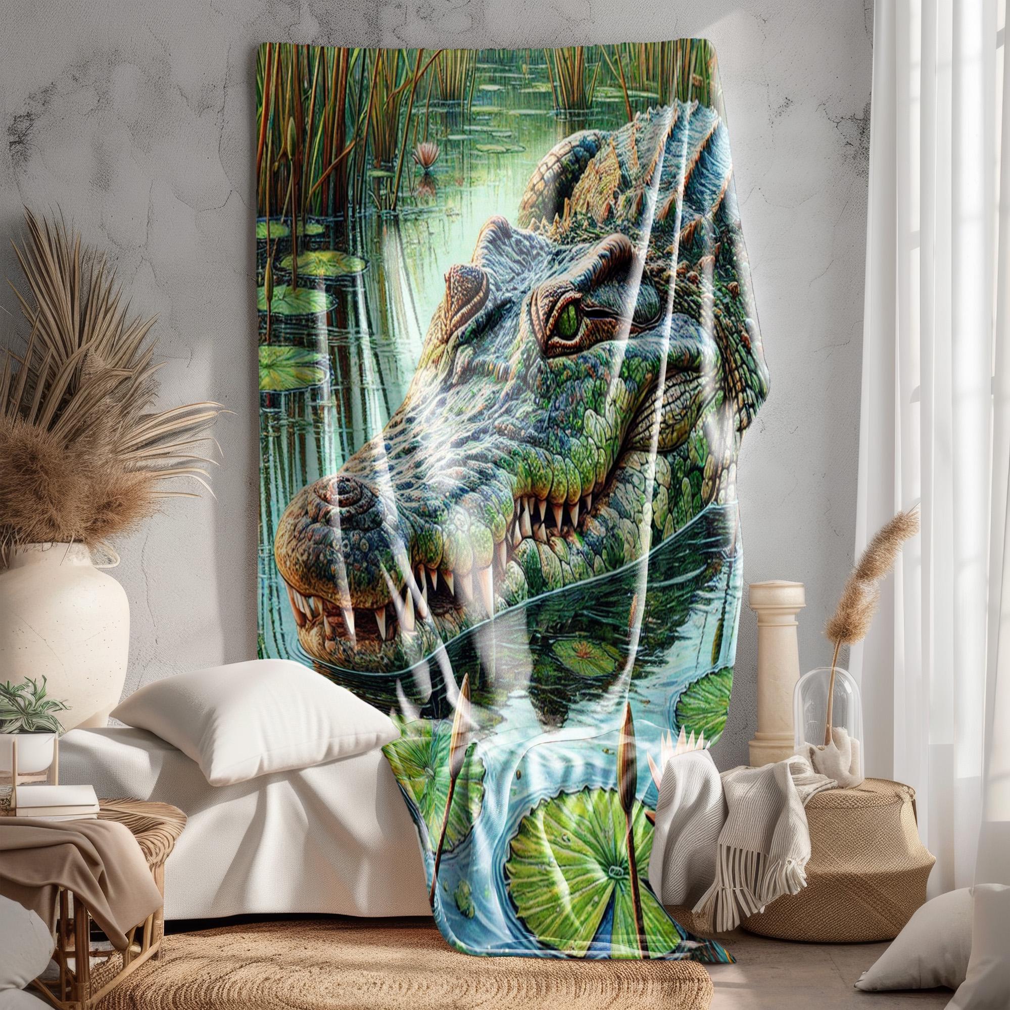 Realistic Crocodile Blanket, 3D Alligator Print Flannel Fleece Throw ...