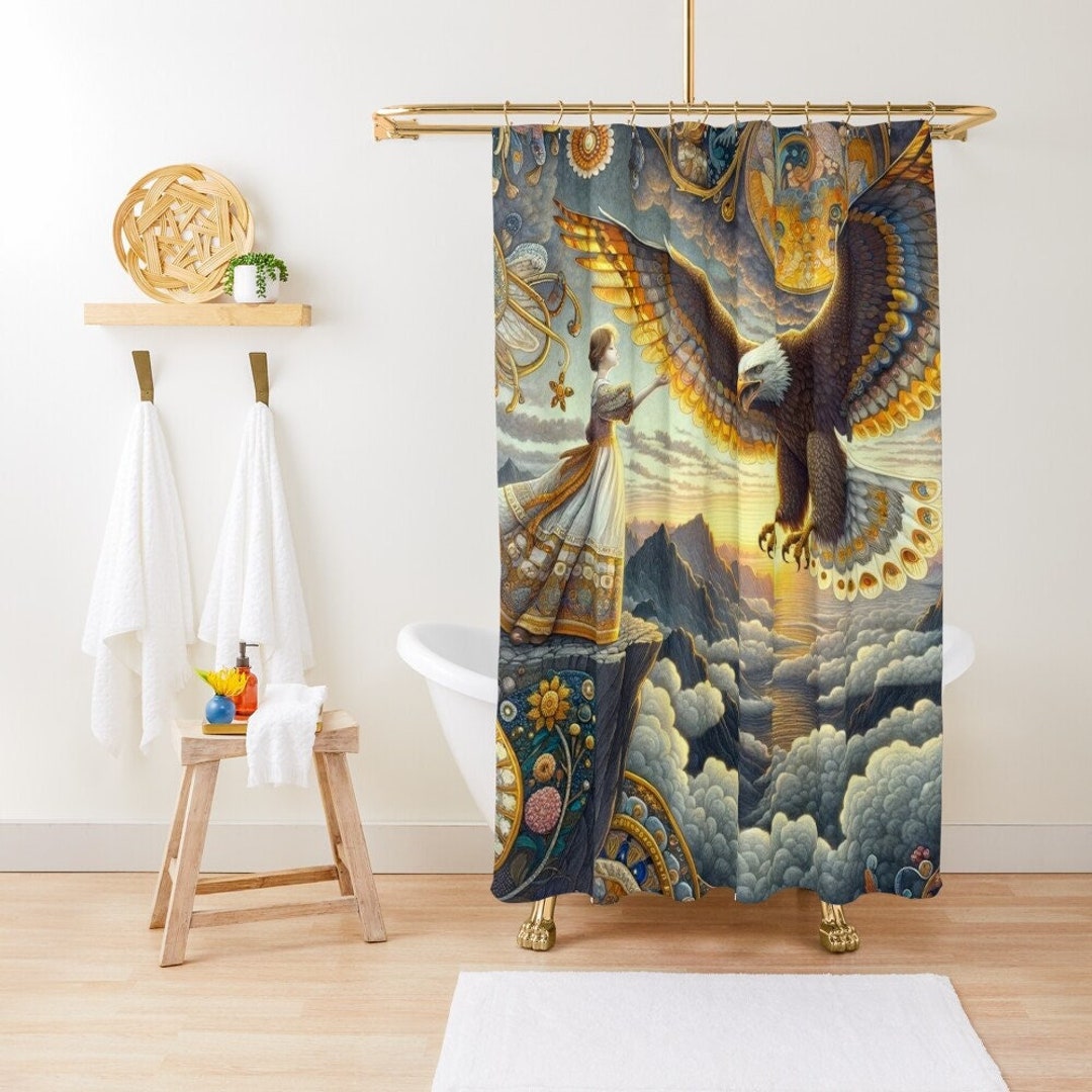 Eagle and Maiden Shower Curtain | Enchanting Nature Scene | Artistic ...