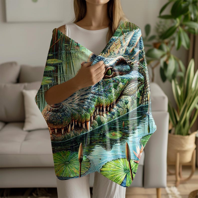 Realistic Crocodile Blanket, 3D Alligator Print Flannel Fleece Throw ...