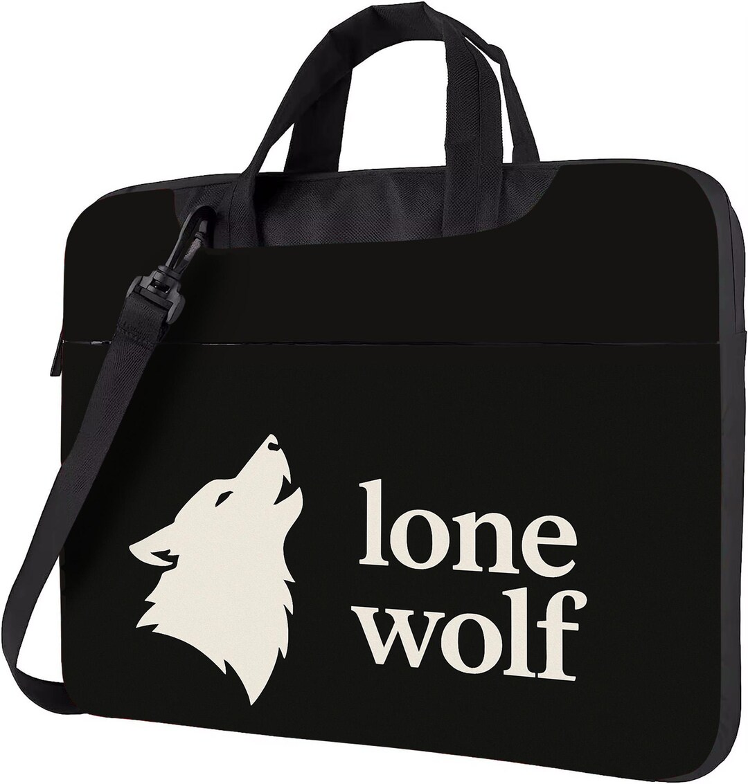 Lone Wolf Laptop Bag – Minimalist Wolf Design Computer Sleeve, Black ...
