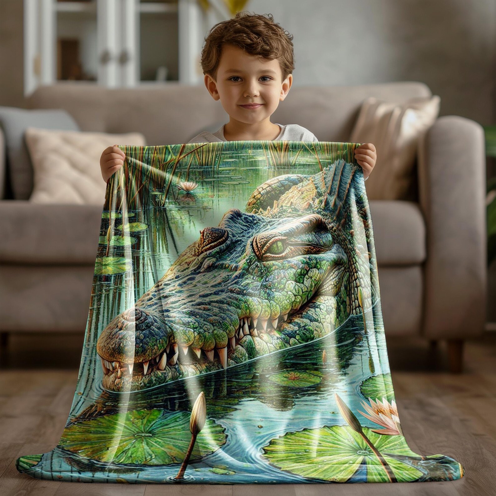 Realistic Crocodile Blanket, 3D Alligator Print Flannel Fleece Throw ...