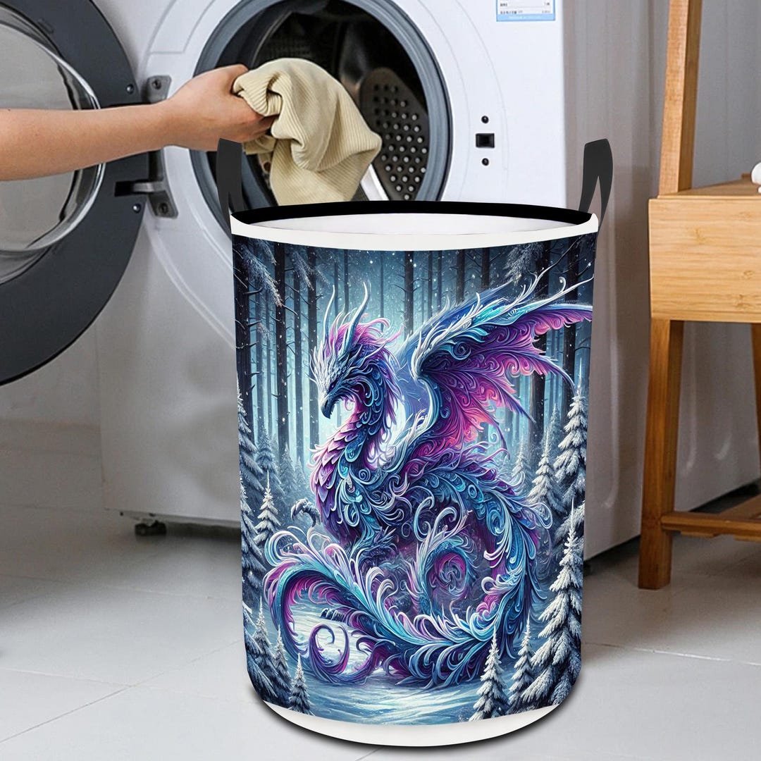 Fantasy Dragon Laundry Basket, Foldable Hamper With Handles, Waterproof ...
