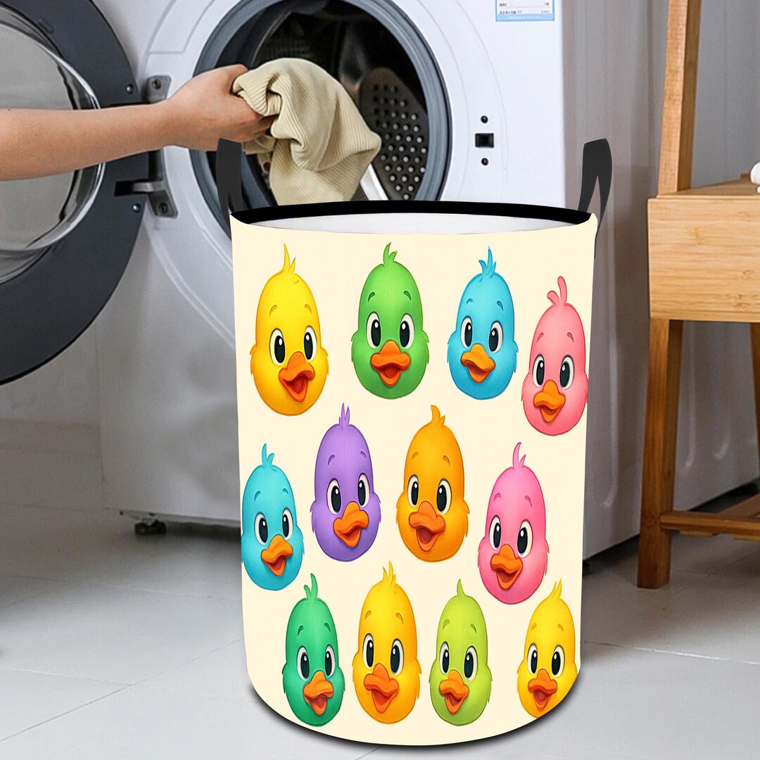 Duck Print Laundry Basket – Foldable Waterproof Hamper With Handles ...