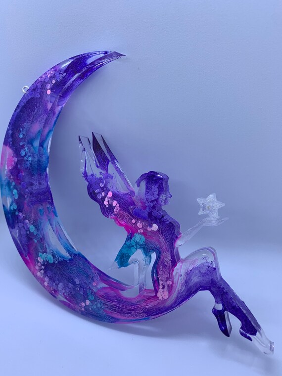 Fairy on Crescent Moon - Etsy