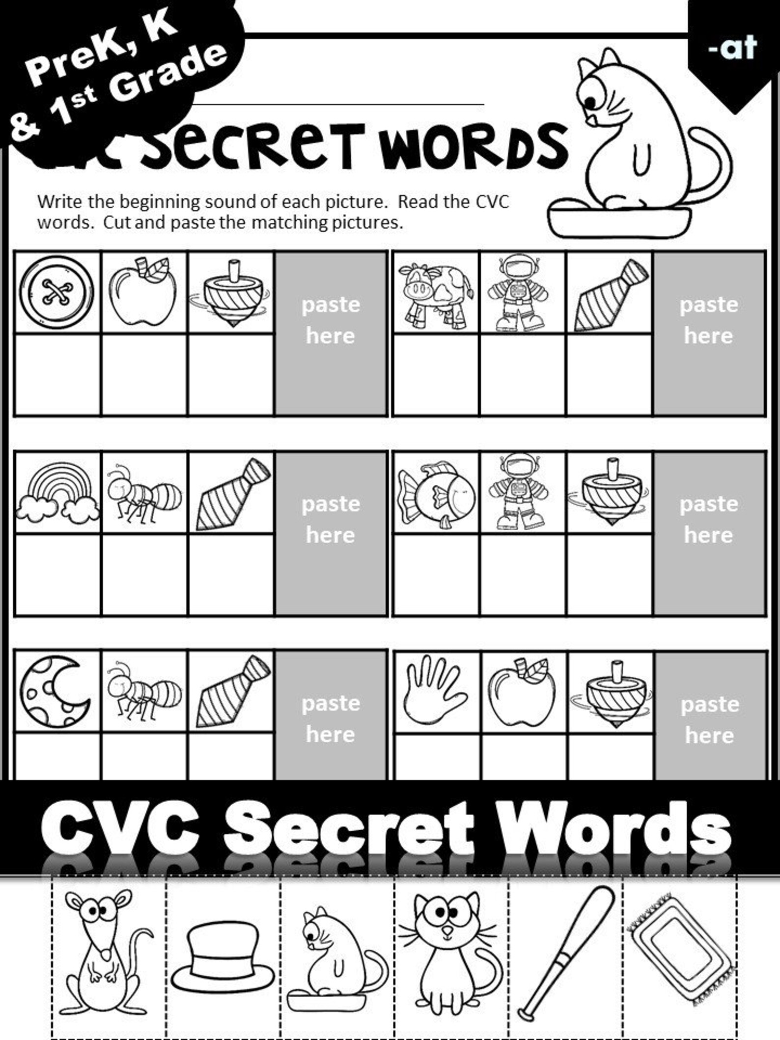 Phonics Worksheets -CVC Secret Words (kindergarten/first Grade) - Etsy