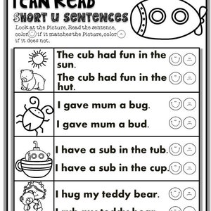 Phonics Short Vowel Activities and Worksheets Short U - Etsy