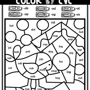 Phonics Worksheets-cvc Color by Code. Winter Theme. Prek/kindergarten ...