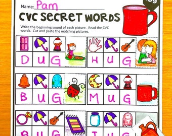 Phonics Worksheets CVC Write the Words for Kindergarten and First Grade ...