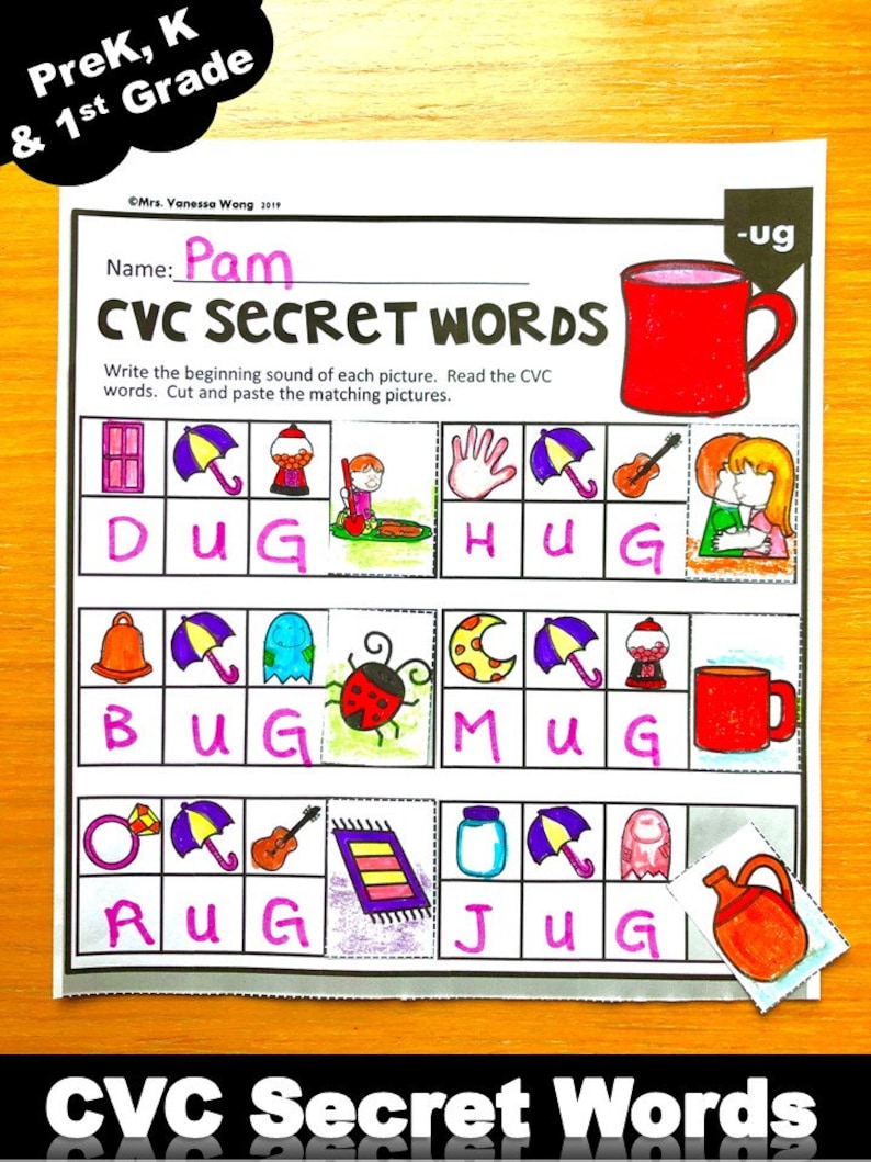 Phonics Worksheets -CVC Secret Words (kindergarten/first Grade) - Etsy