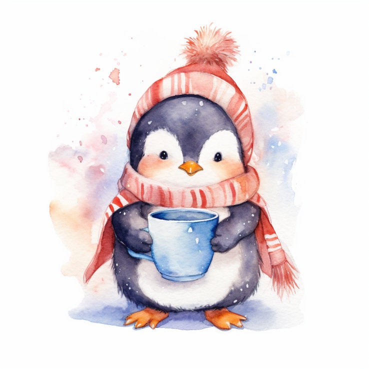 Penguin Clipart, Watercolor Penguin Clipart, Penguins PNG for ...