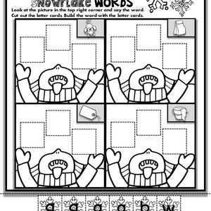 Phonics Worksheets CVC Build the Words Winter Theme. Prek Kindergarten ...