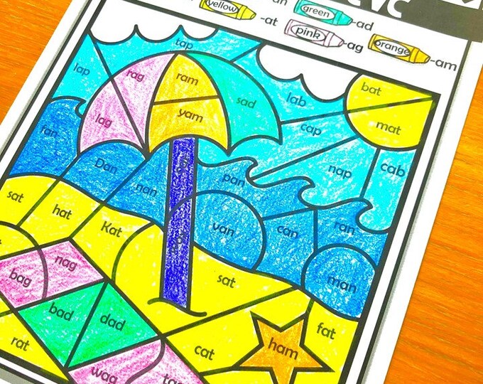 Phonics Worksheets-cvc Color by Code Bundle. Prek Kindergarten 1st ...