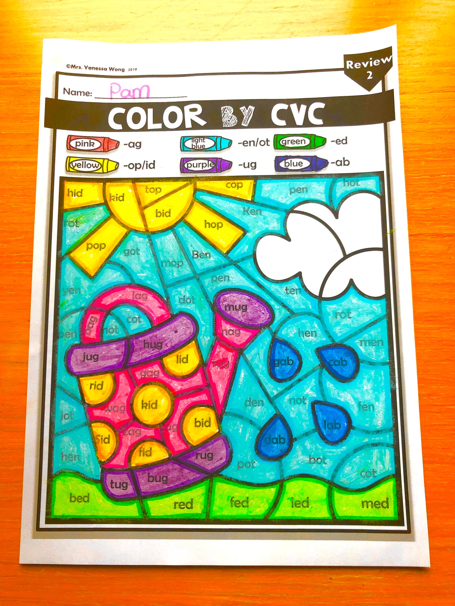 Phonics Worksheets-cvc Color by Code. Spring Theme. Prek/kindergarten ...