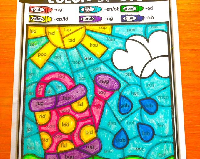 Phonics Worksheets-cvc Color by Code Bundle. Prek Kindergarten 1st ...