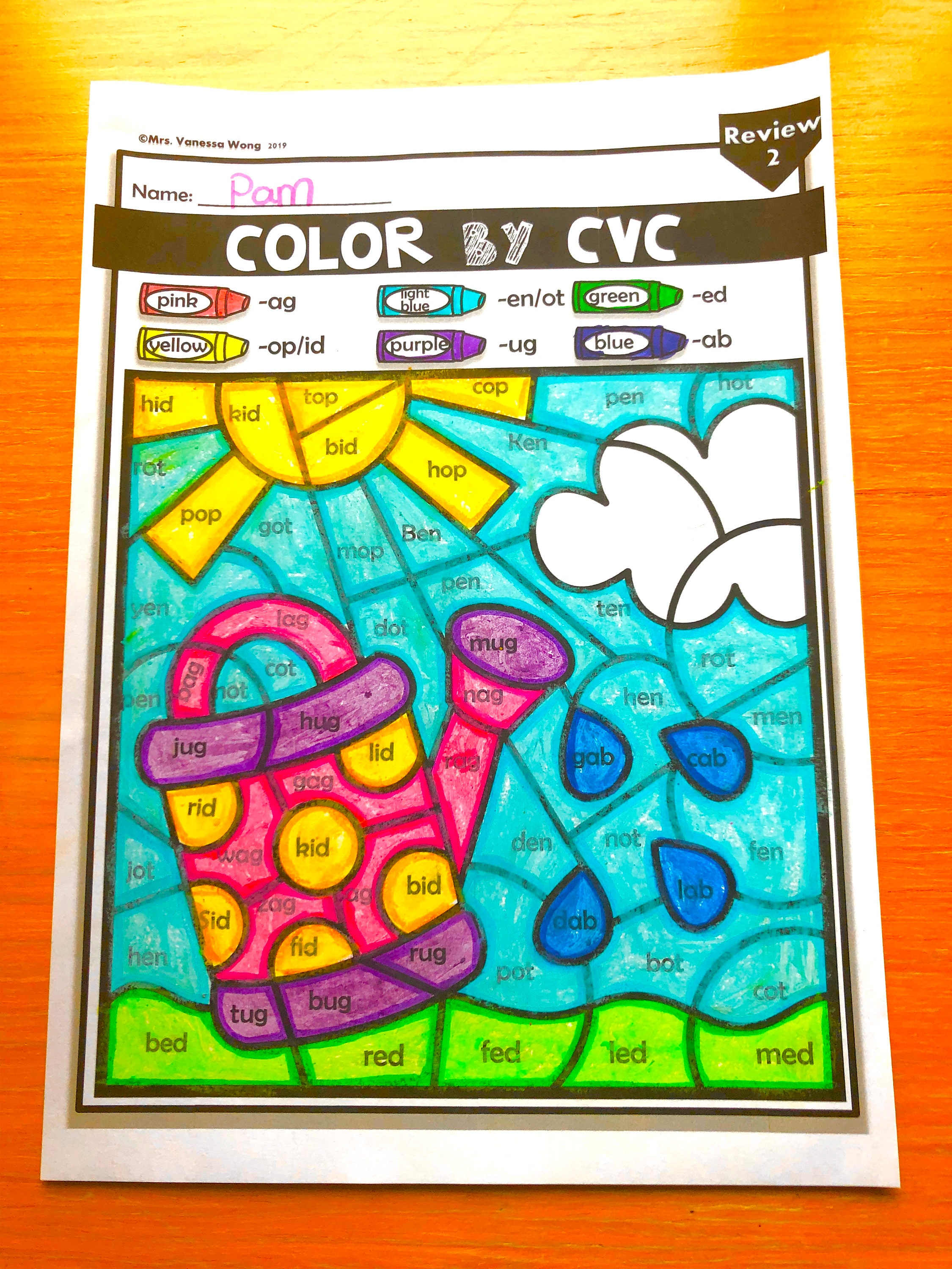 Phonics Worksheets-cvc Color by Code. Spring Theme. Prek/kindergarten ...