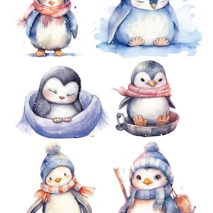 Penguin Clipart, Watercolor Penguin Clipart, Penguins PNG for ...