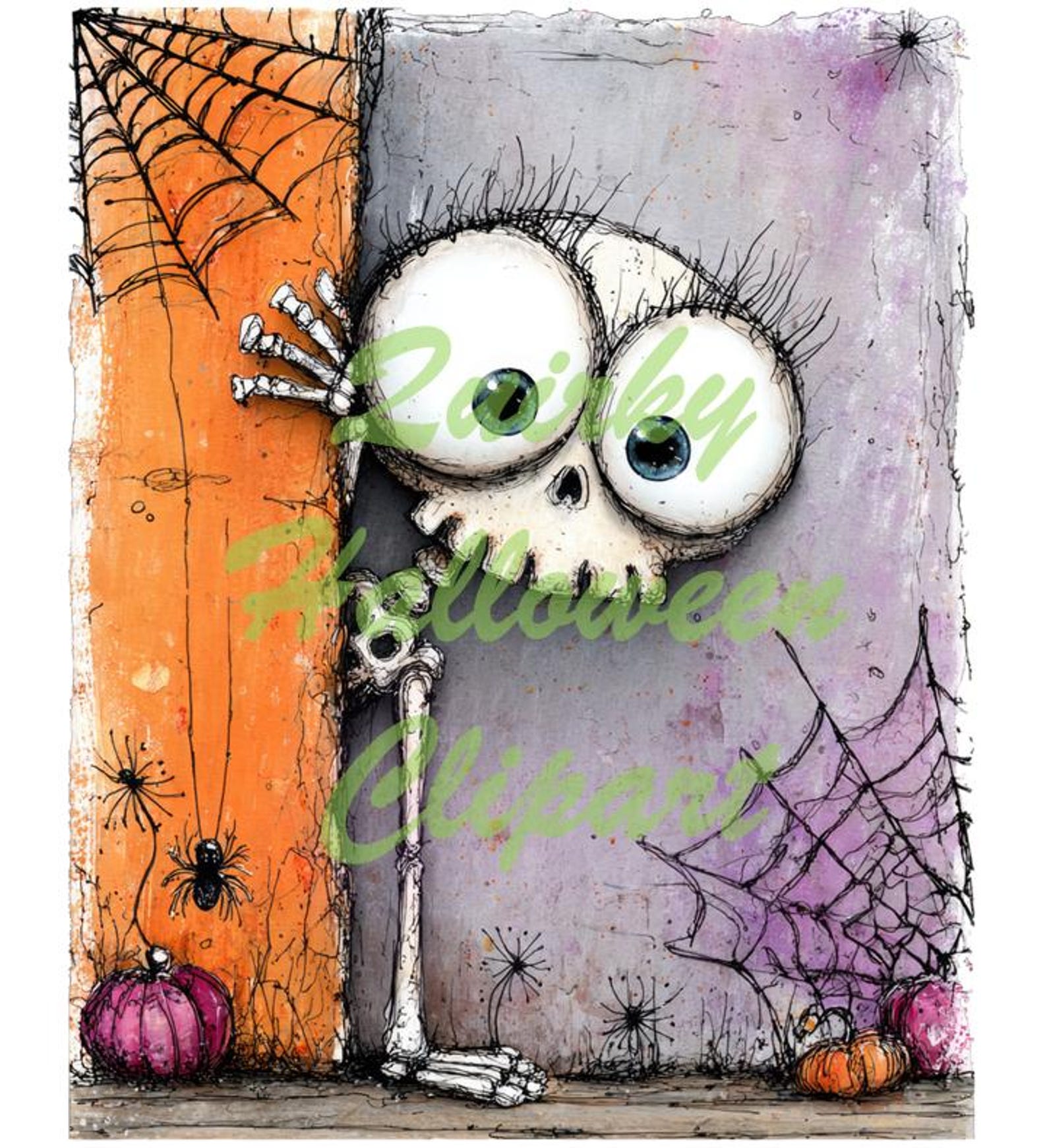 Funny Halloween Clipart Bundle: Peeking Ghosts & Monsters (PNG ...