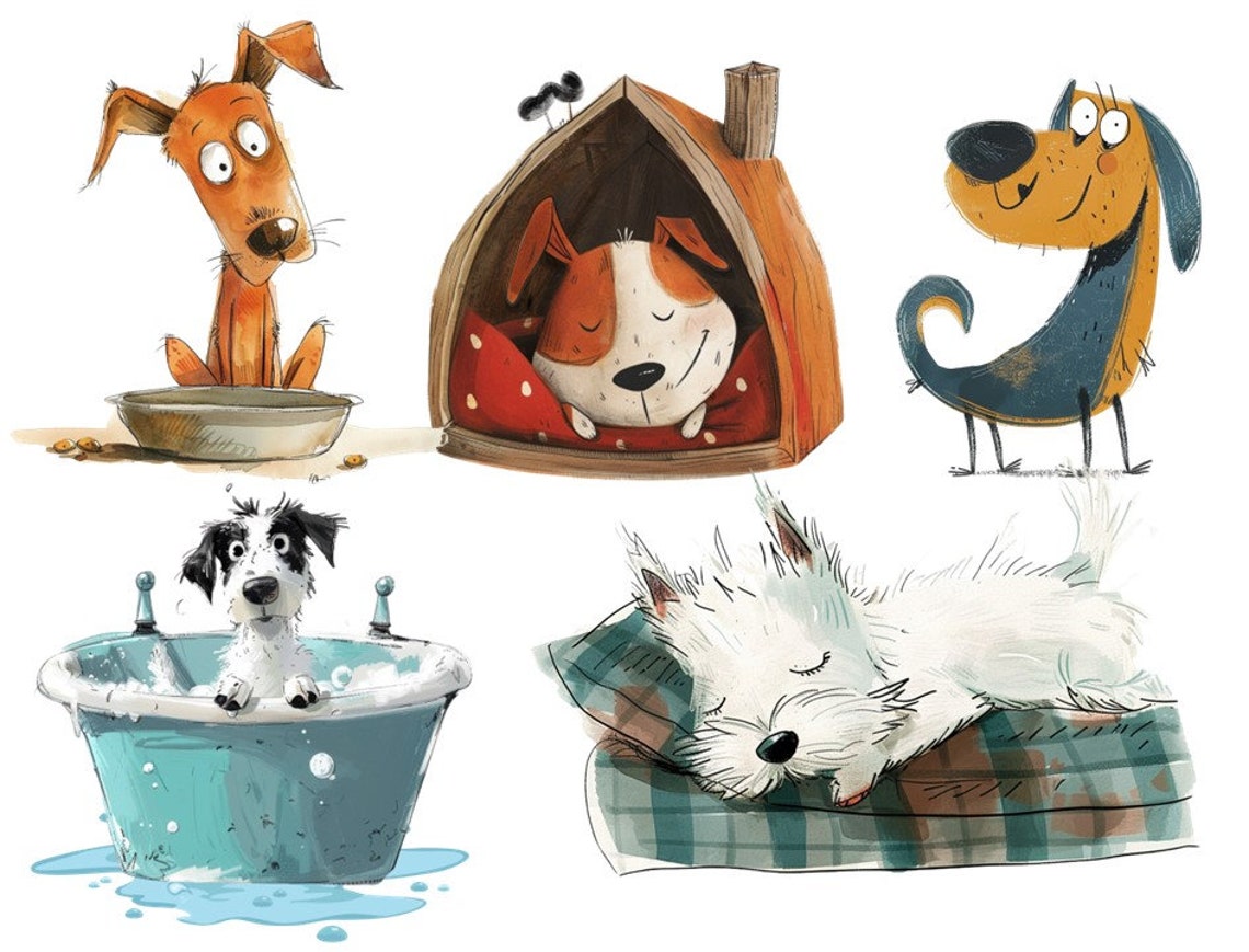 Funny Dog Clipart Bundle Quirky Dog Clipart Bundle Silly Farm Animal ...