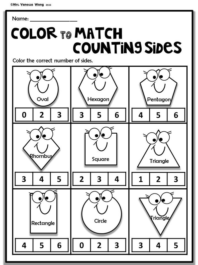 2D & 3D Shapes Worksheets: Kindergarten Math Activities - Etsy