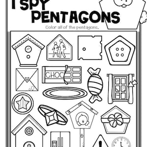 Shapes Worksheets: I Spy Activity for Preschool & Kindergarten - Etsy