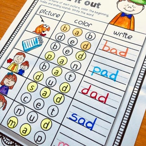Phonics Worksheets CVC Sound It Out-(kindergarten/first Grade ...