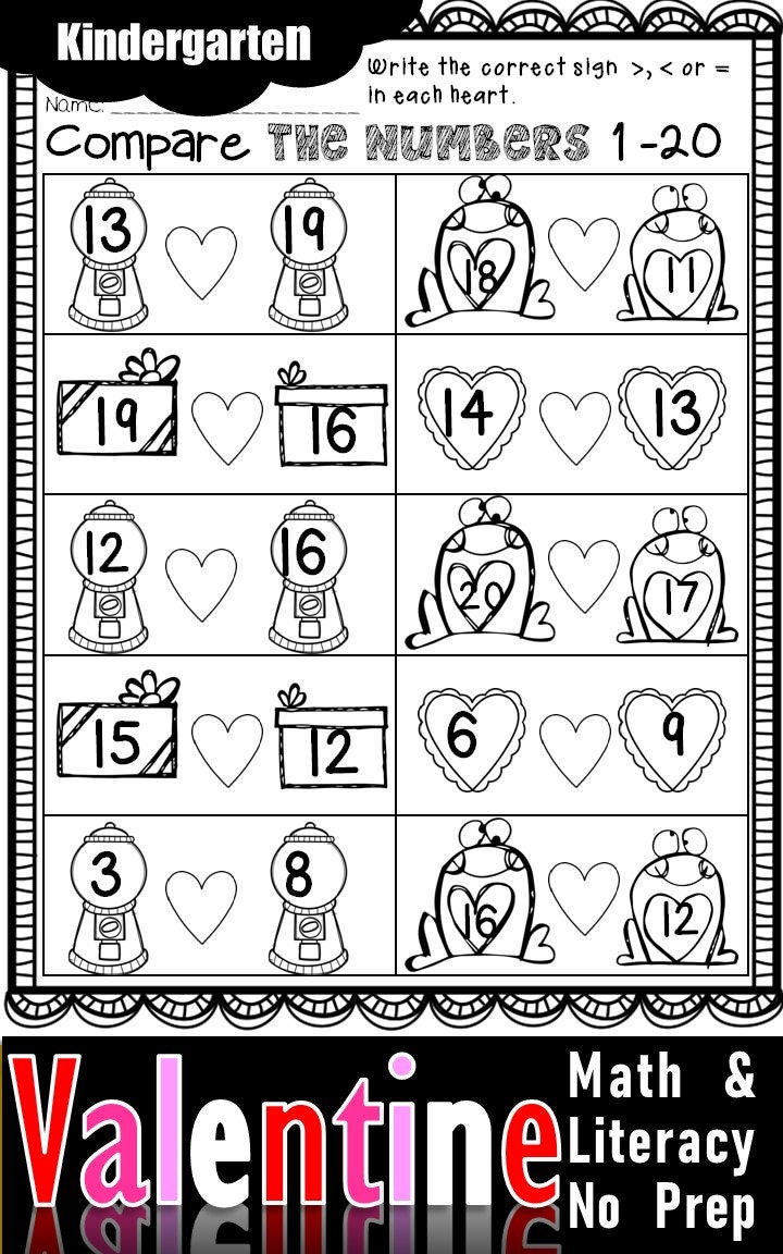 Valentine's Day Activities for Kindergarten Math and Literacy No Prep ...