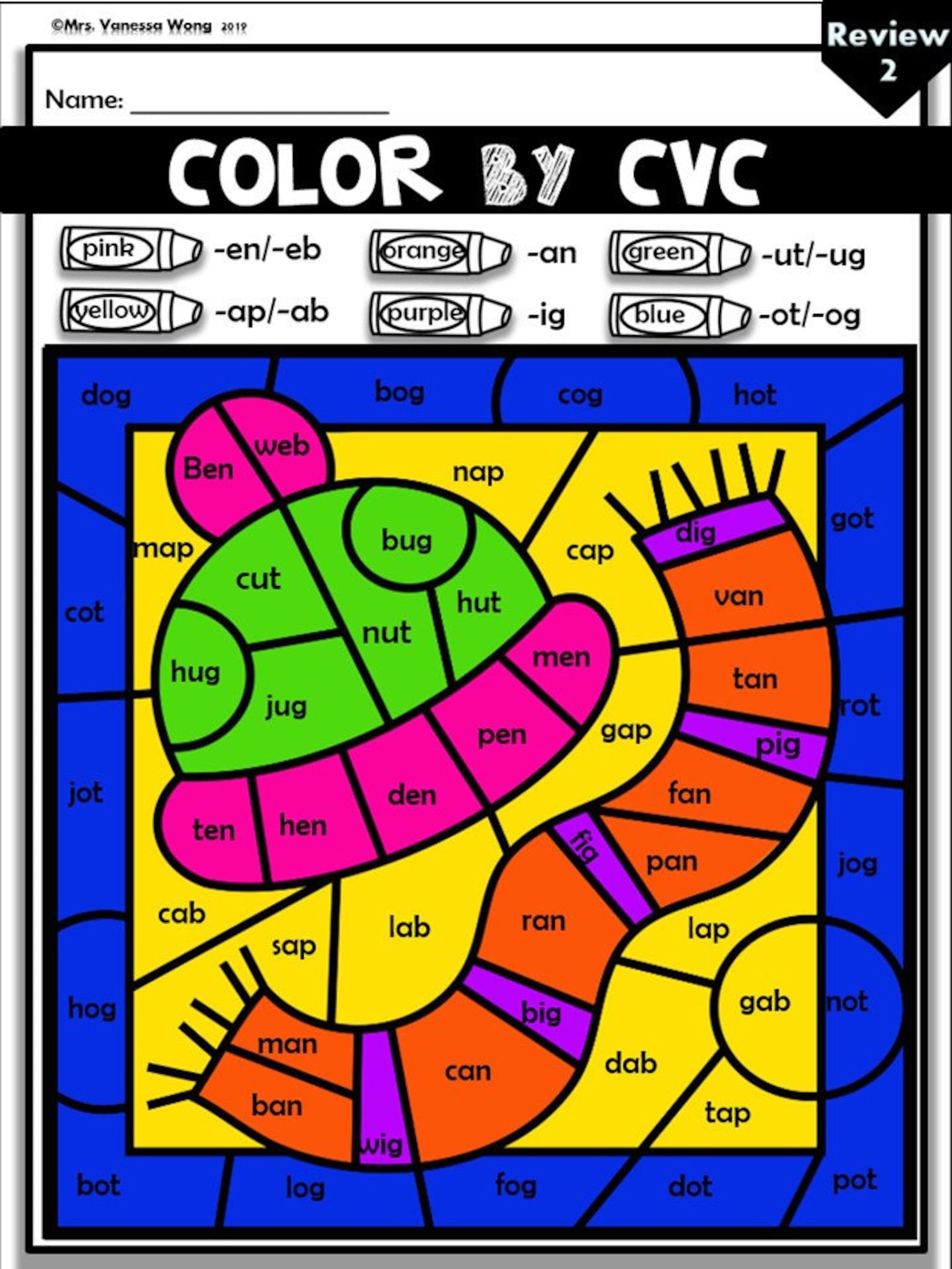 Phonics Worksheets-cvc Color by Code. Winter Theme. Prek/kindergarten ...