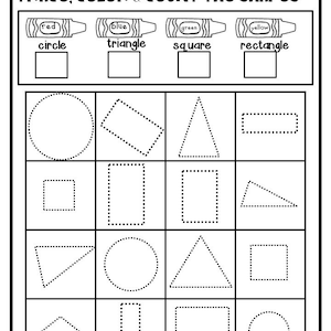 2D Shape Tracing Worksheets: Preschool Kindergarten Math (PDF Pattern ...