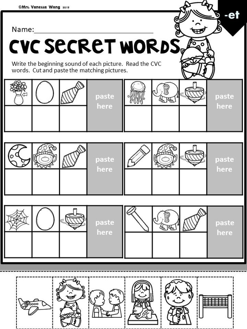 Phonics Worksheets. CVC Bundle Set 2 Kindergarten and First Grade - Etsy