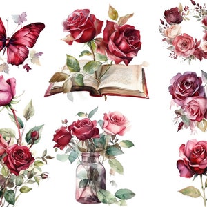 Rose Clipart, Flower Clipart, Digital Paper Craft, Card Making, for ...