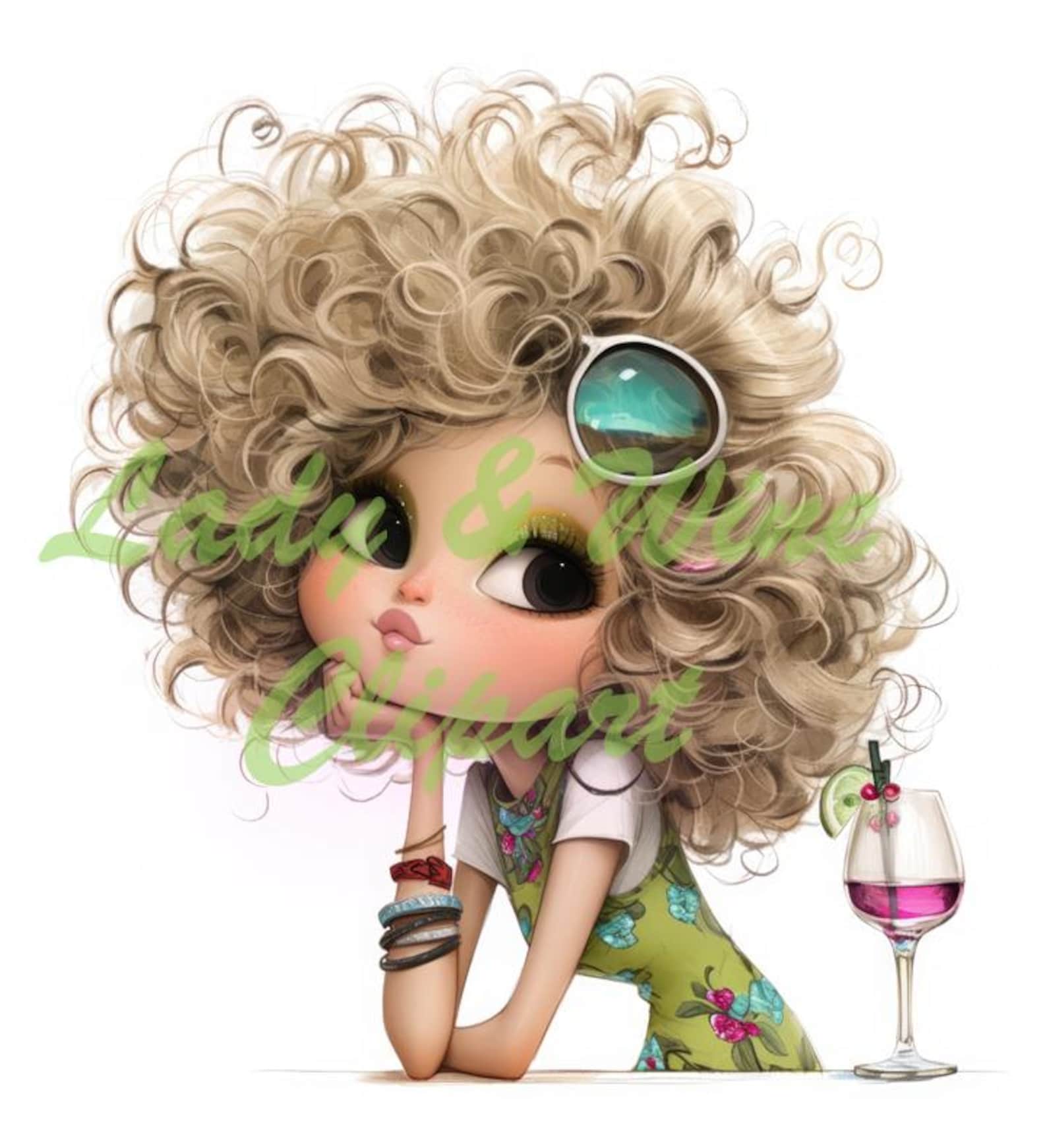 Whimsical Girl Clipart: Watercolor Fashion Illustration (digital ...