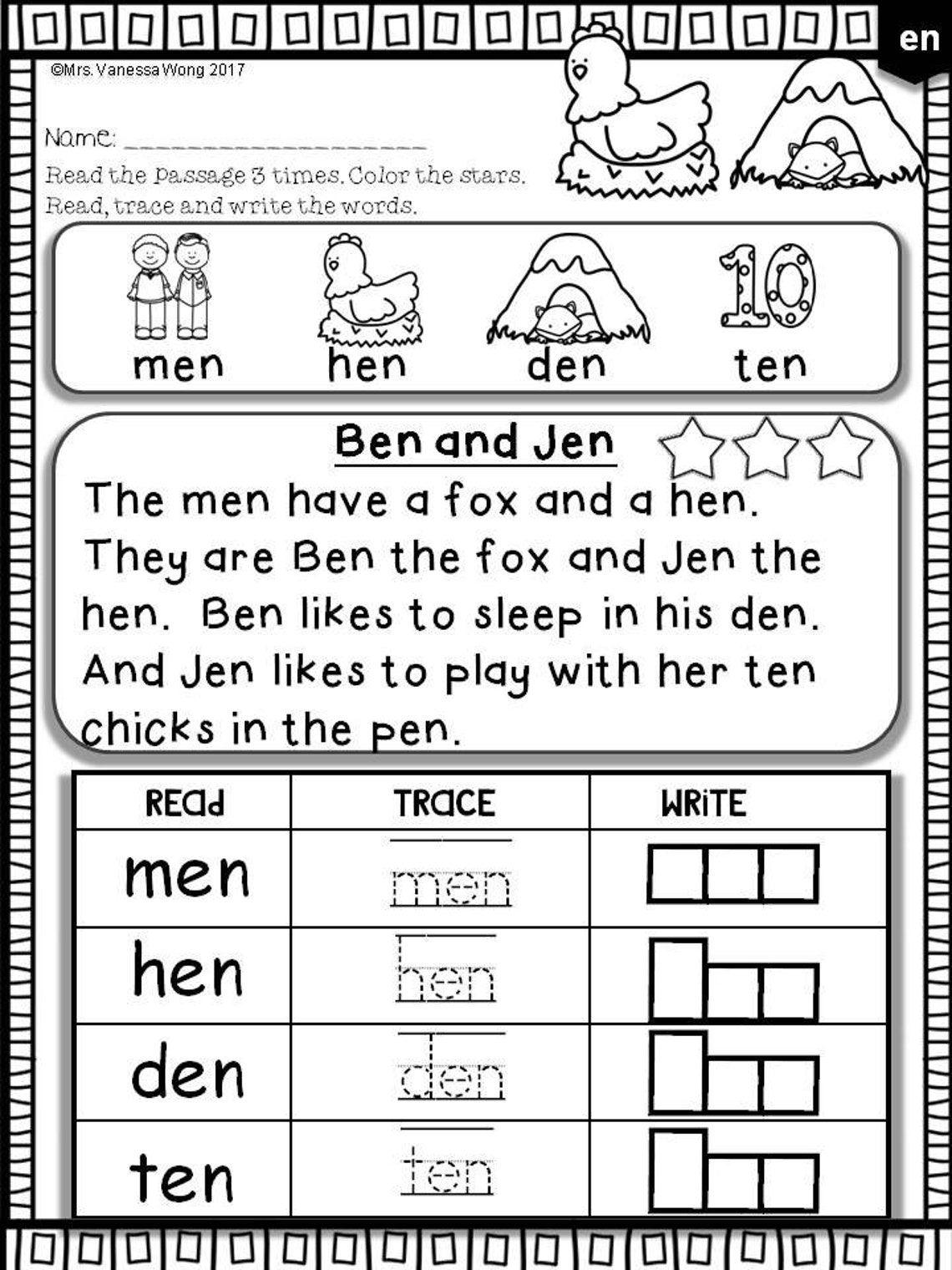 Phonics Reading Comprehension Passages and Activities Short - Etsy Hong ...