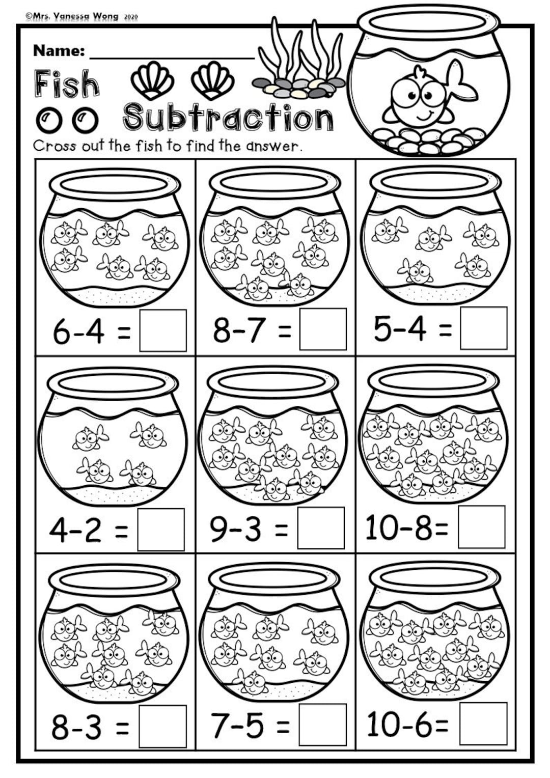 Kindergarten Math Worksheets. Picture Subtraction. Distance Learning ...