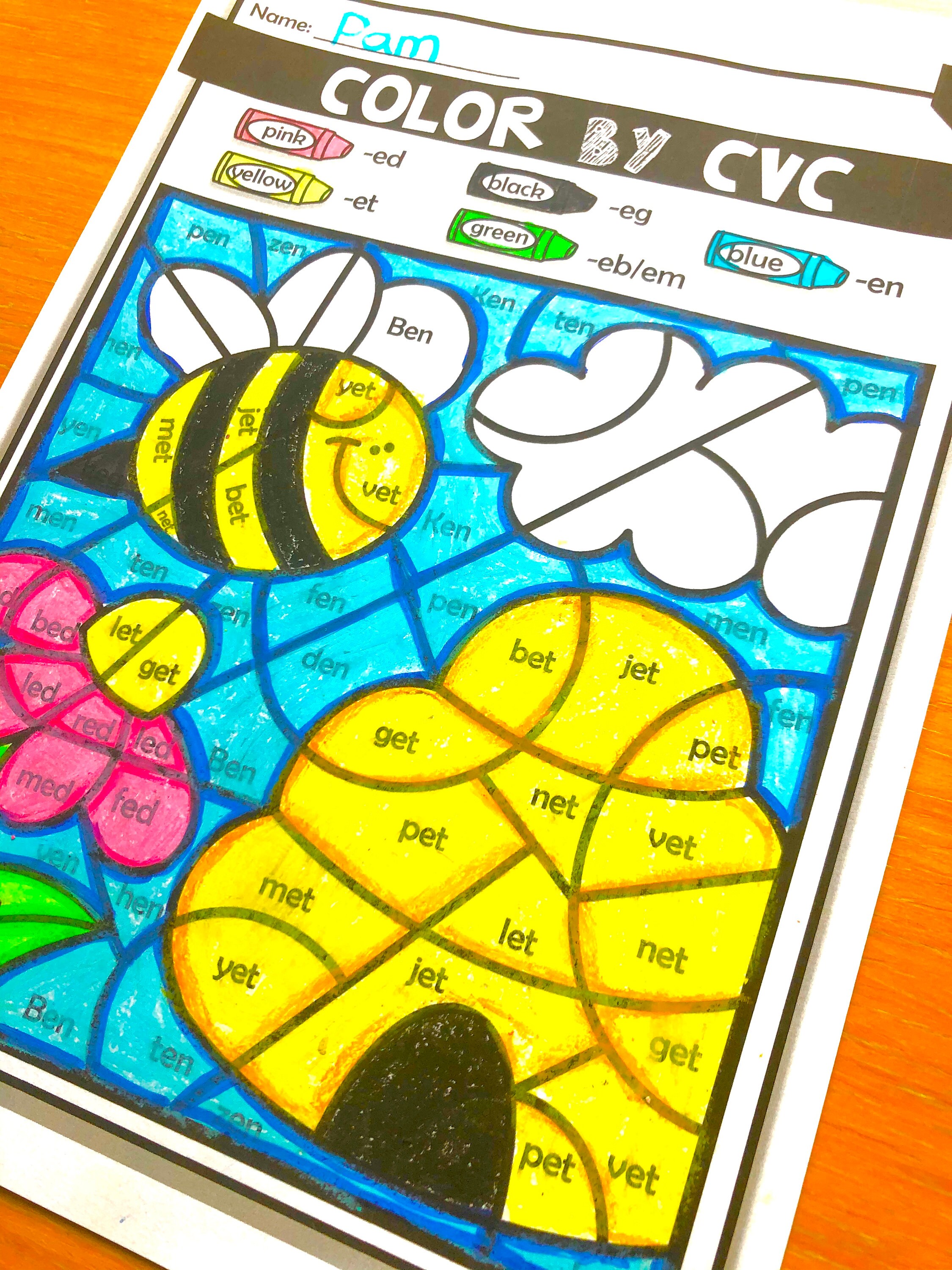 Phonics Worksheets-cvc Color by Code Bundle. Prek Kindergarten - Etsy ...