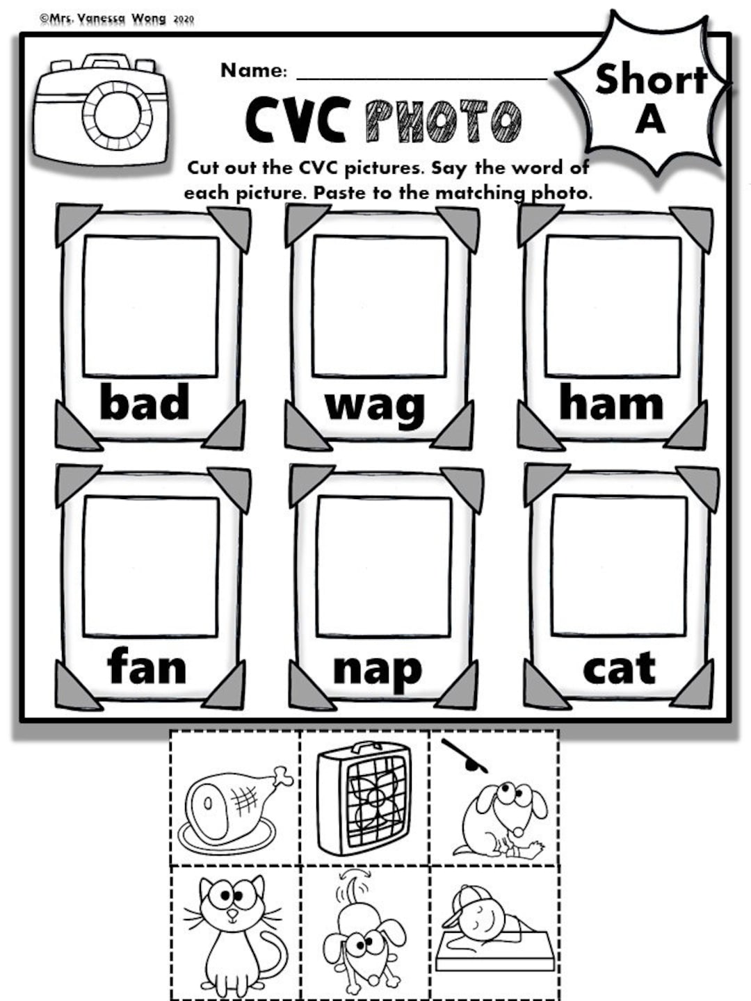 Phonics Worksheets - CVC Photos - Etsy