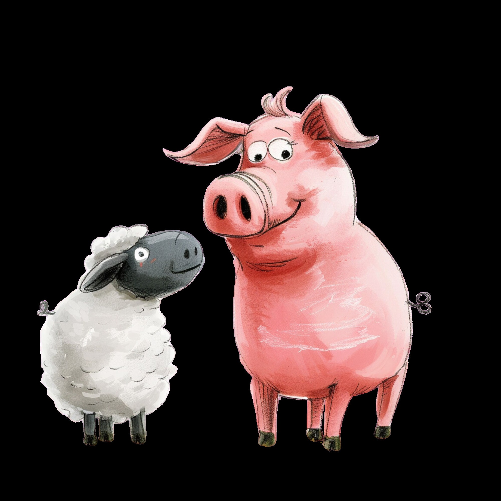 Funny Pig Watercolor Clipart Bundle: Quirky Farm Animals (PNG ...