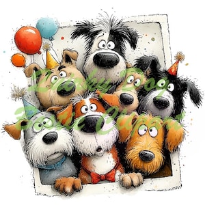 Quirky Clipart Bundle: Watercolor Style, Funny Dog PNG Images (digital ...