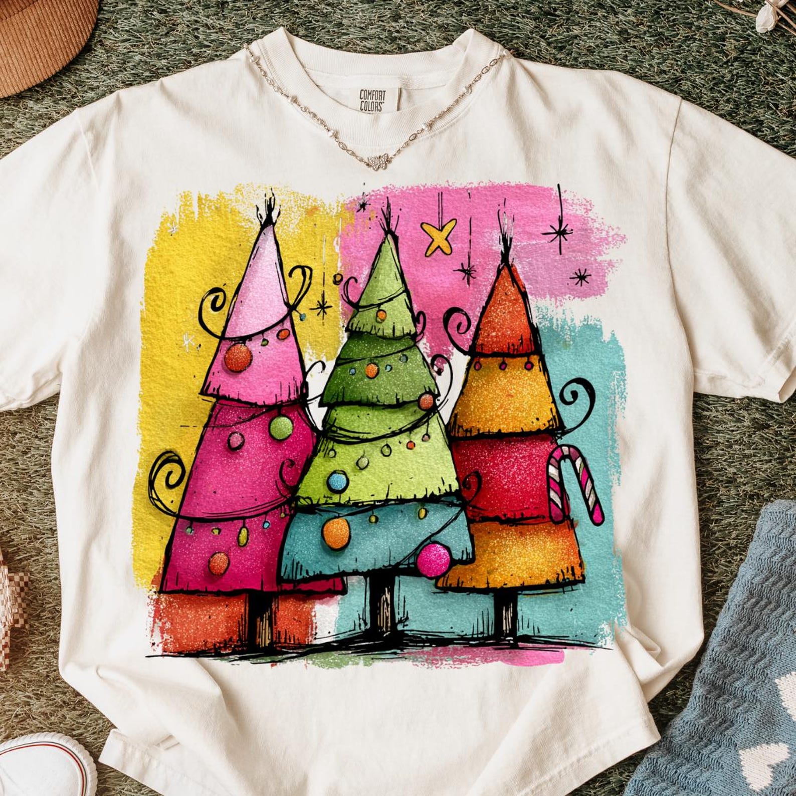 Preppy Christmas Trees PNG: Brushstroke Design (digital Download) - Etsy