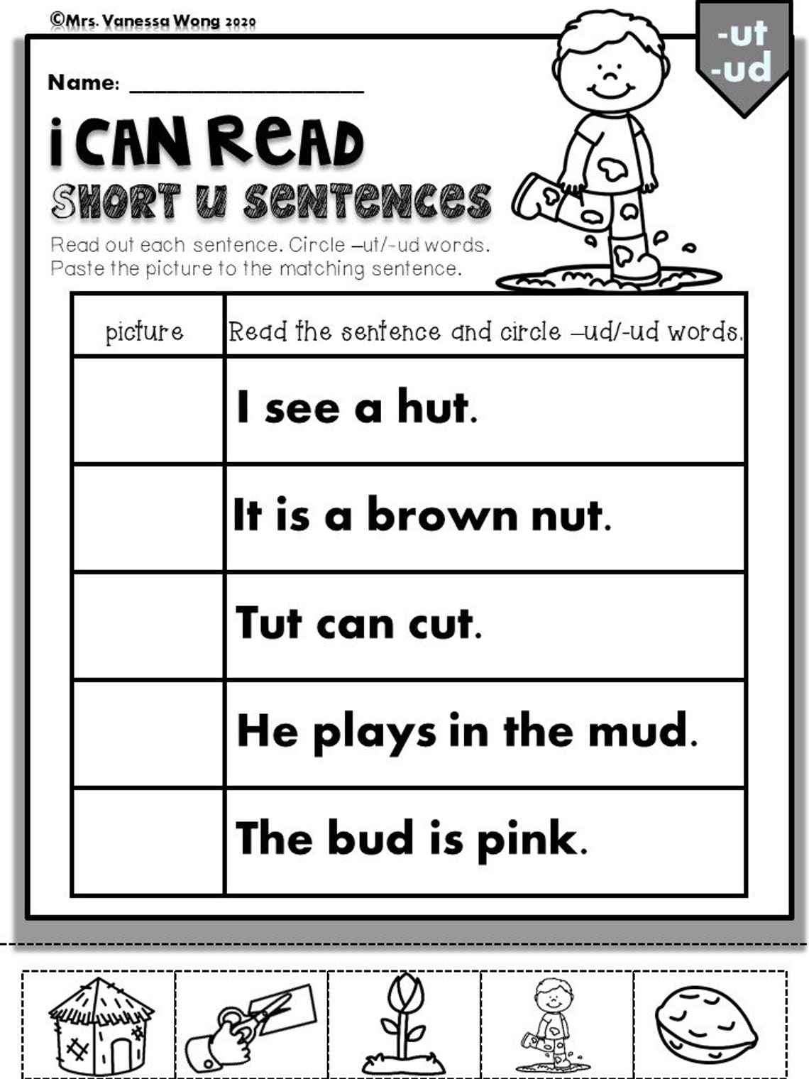 Phonics Short Vowel Activities and Worksheets Short U - Etsy Hong Kong