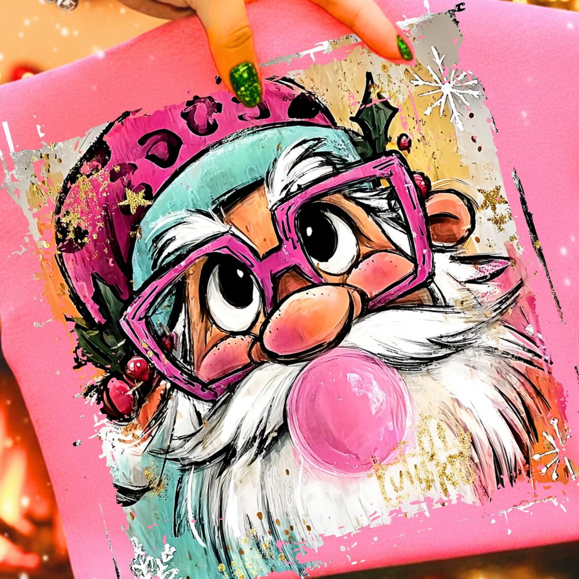 Preppy Santa Claus PNG: Bubble Gum Christmas (digital Download) - Etsy