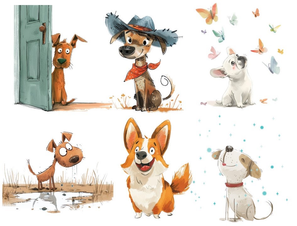 Funny Dog Clipart Bundle | Quirky Dog Clipart Bundle | Silly Farm ...