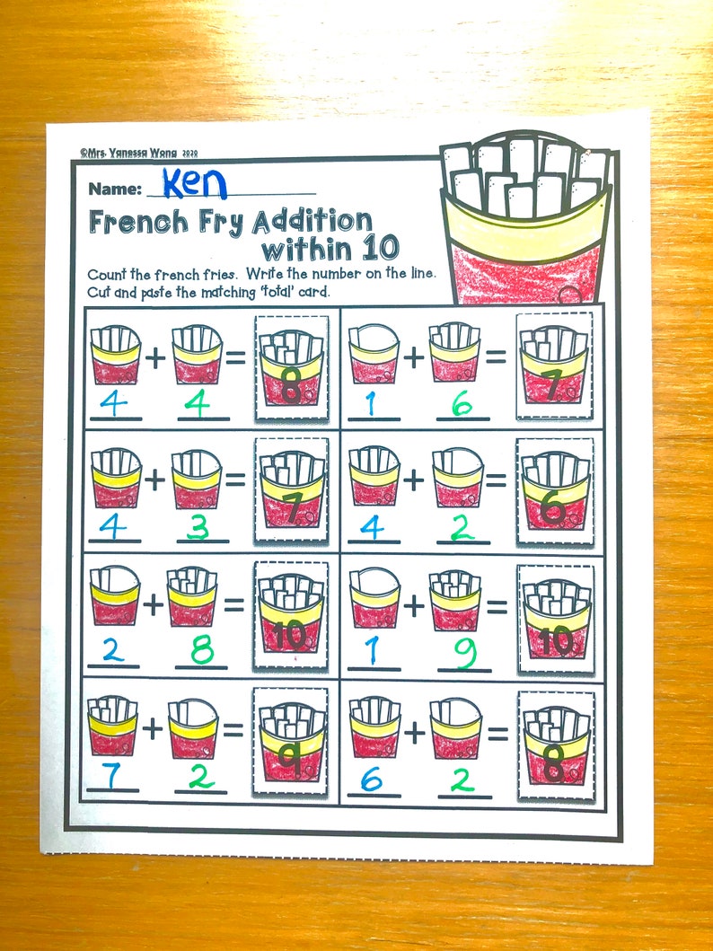 Kindergarten Math Worksheets. Picture Addition. Distance Learning - Etsy