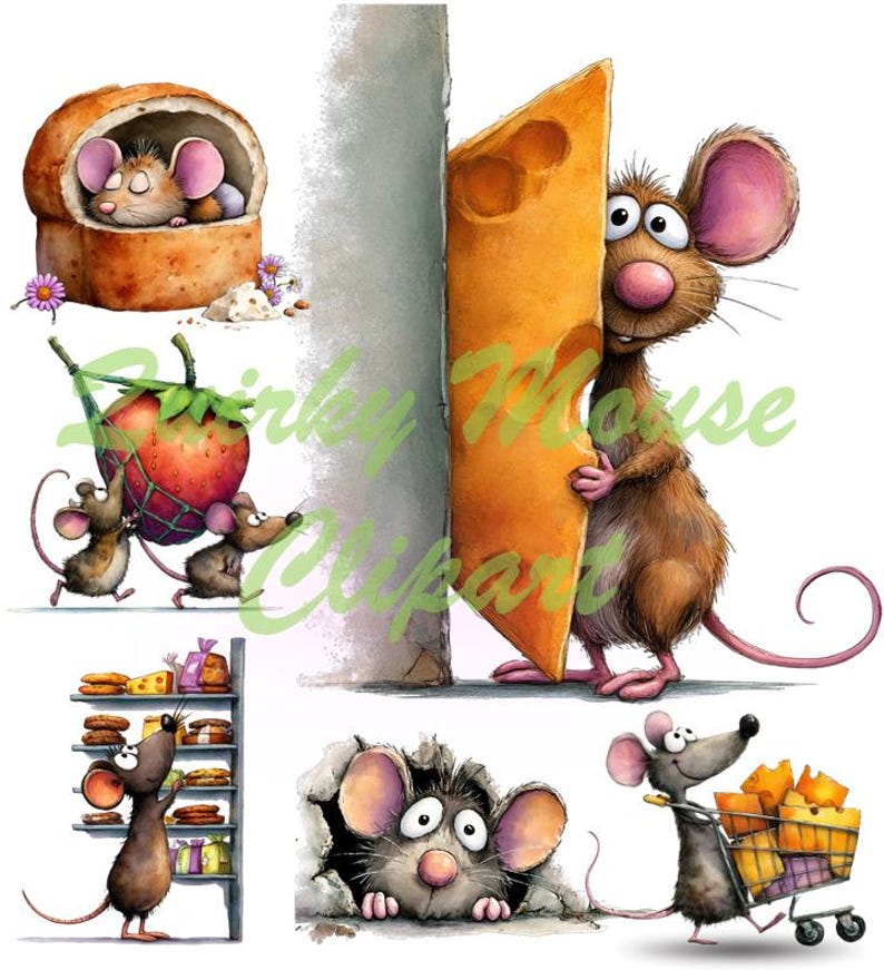Watercolor Mouse Clipart: 52 Funny Animal Images (digital Download ...