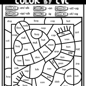 Phonics Worksheets-cvc Color by Code. Winter Theme. Prek/kindergarten ...