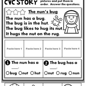 Phonics CVC Short Vowels Story Sequence for Kindergarten and First ...